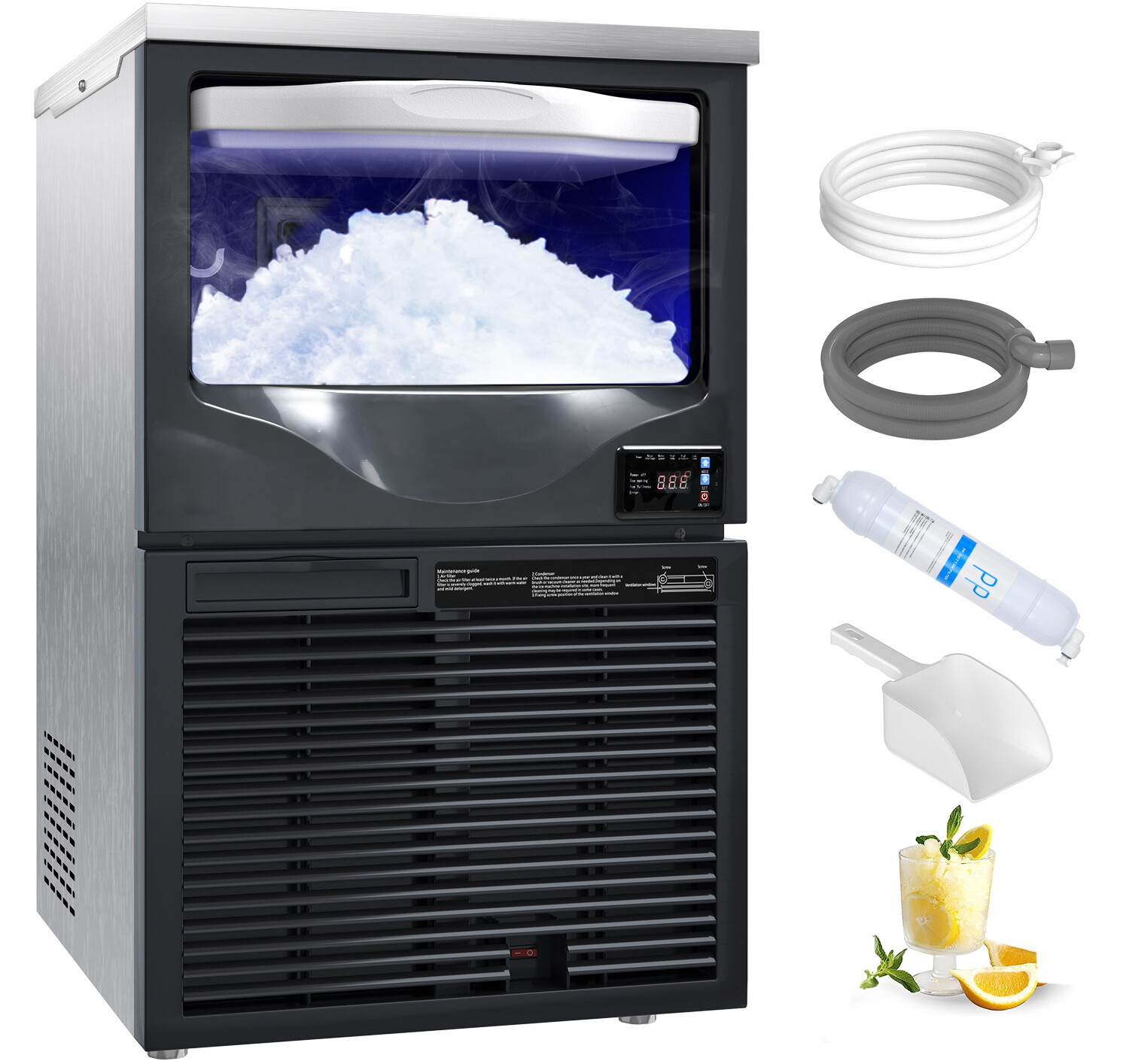 TAUS Commercial Snowflake Ice Machine 220LBS/24H Flake Ice Maker w ...