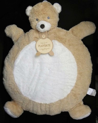 Teddy Bear Play Mat Baby First Playdate Beige White Tummy 30"x28" Nap ...