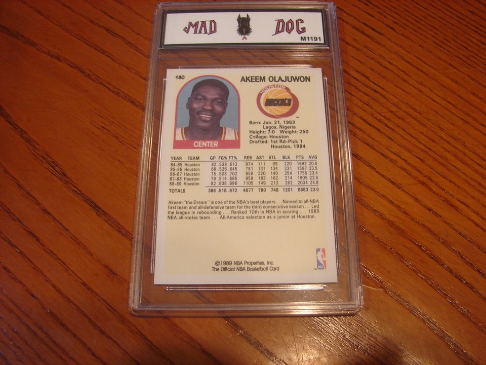 HAKEEM OLAJUWON****1989 NBA HOOPS---MIINT 9****ROCKETS***180***Mad Dog ...