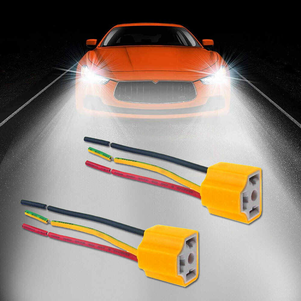 2x Universal H4 Female Ceramic Headlight Lamp Bulb Connector/Plug ...