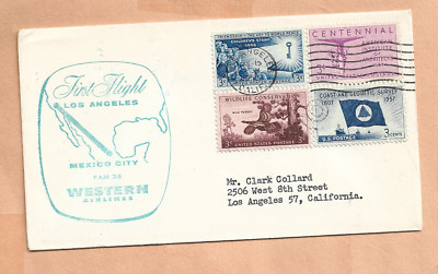 FIRST FLIGHT WESTERN AIRLINES LOS ANGELES CA TO MEXICO CITY JUL 1957 ...