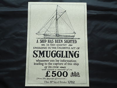 Smuggling Ship Poster 1782 Picture Pub Sign Nice Framed Bar Beer Royal ...