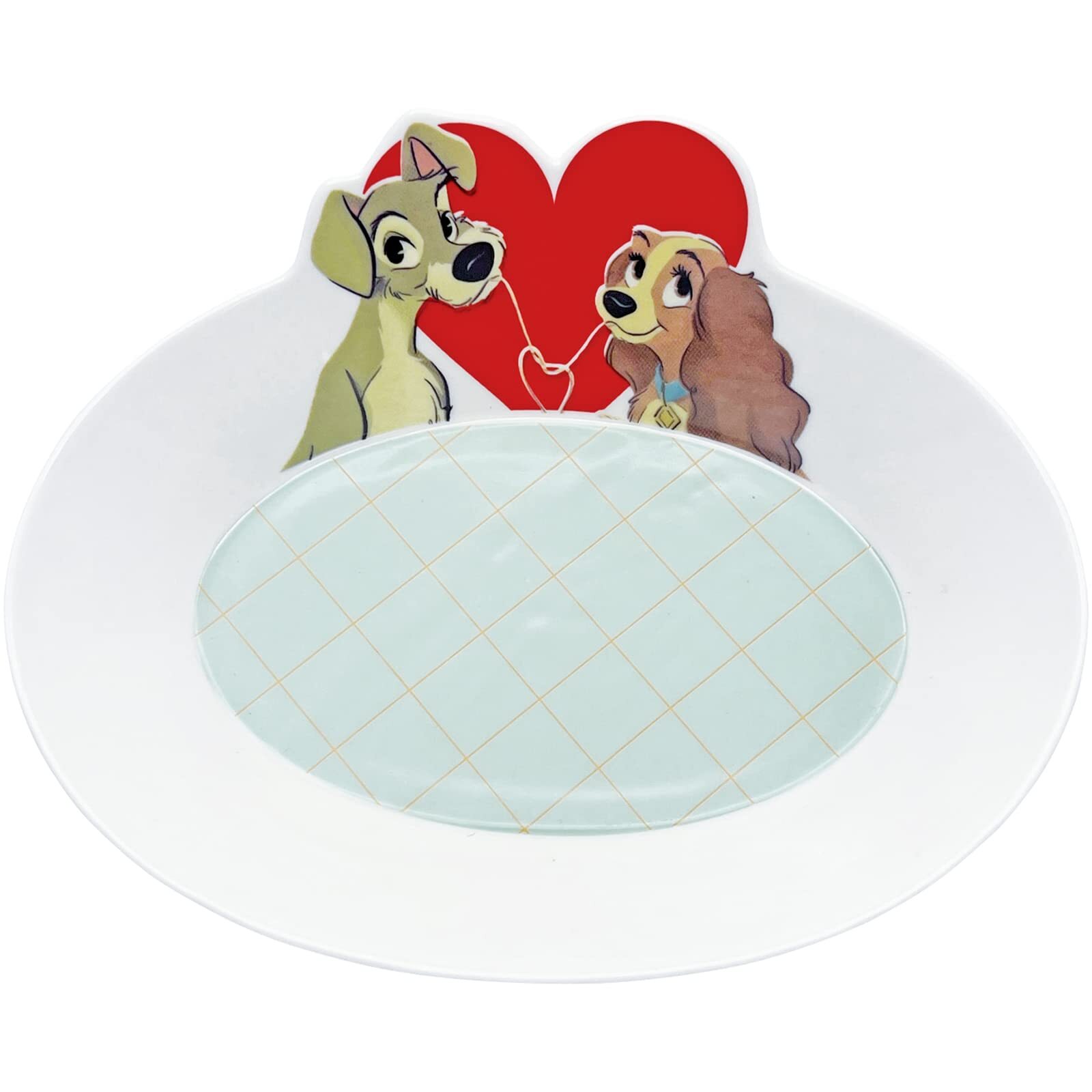 SANART Disney Wanwan Story Plate Lady & Trump Pasta Plate Dish White w ...