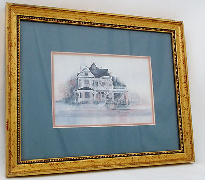 Victorian Home Watercolor B. Sumrall Lithograph-Signed/Matted/Framed-11 ...