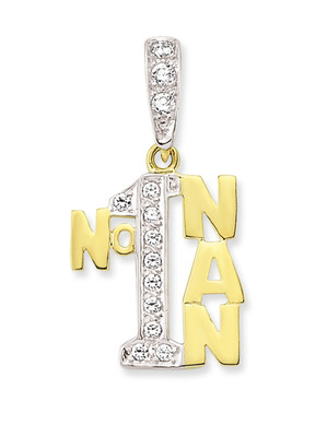 9CT GOLD NO1 NAN GRAN NANNY CZ CUBIC ZIRCONIA PENDANT CHARM CHAIN GIFT ...