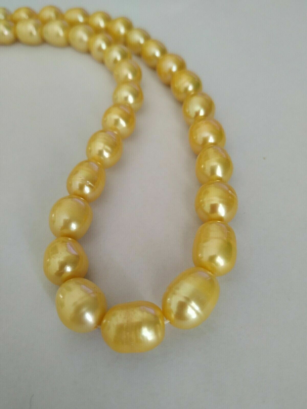18" Exquisite AAA 11-13mm natural gold south sea baroque pearl necklace ...