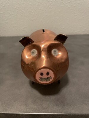 Coppercraft Pig Piggy Bank Hologram Eyes And Nose Copper Brass Vintage ...