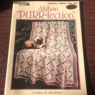 Leisure Arts Afghan Purrfection 10 Afghans by Anne Halliday Leaflet ...