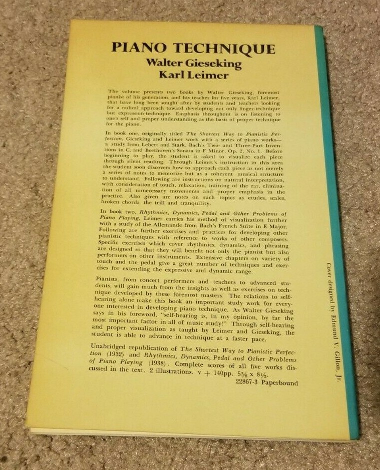 1972 PIANO TECHNIQUE Rhythmics Dynamics Pedal Walter Gieseking Karl ...