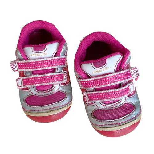 Stride ride size 5 girls shoes Pink White Easy On Straps Toddler | eBay