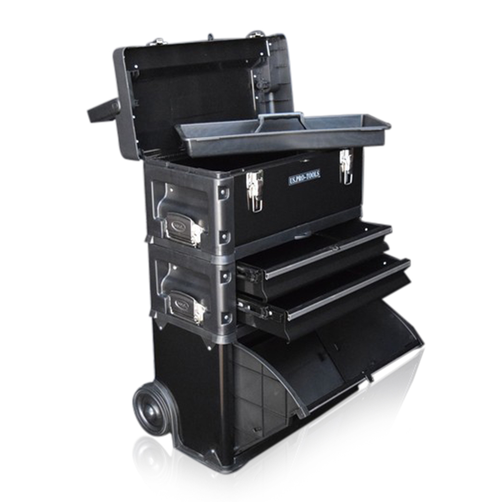 US PRO Tools 3 IN 1 Mobile Rolling Chest Trolley Cart cabinet Wheels ...