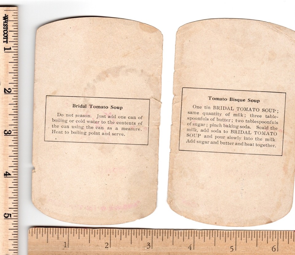 BRIDAL BRAND TOMATO SOUP Folder Die-cut Can shaped Recipe inside Trade ...