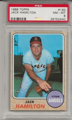 1968 TOPPS #193 JACK HAMILTON, PSA 8 NM-MT, SET BREAK- CALIFORNIA ...