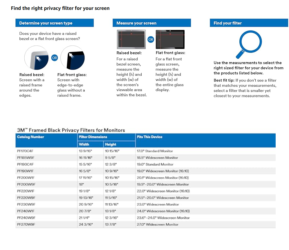 3M Framed Privacy Filter for 22" Widescreen Monitor (16:10) (PF220W1F ...
