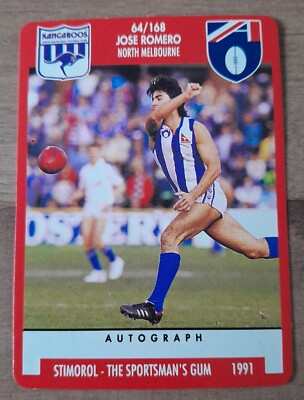 Vintage 1991 Stimorol AFL Trading Card #64 Jose Romero North Melbourne ...