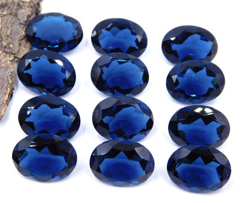 Lab Created Blue Sapphire Oval Cut Lot Loose Gemstone 12x16 MM P-2504 ...