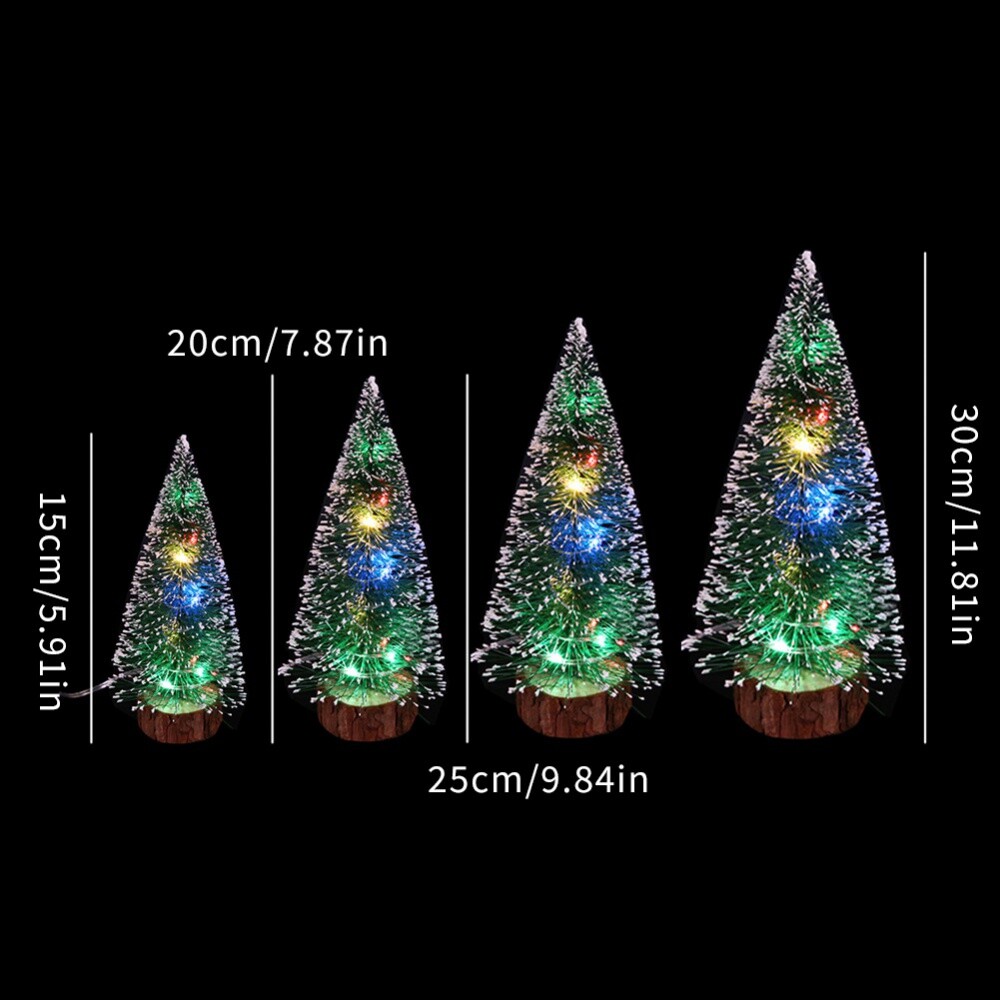 Mini Christmas Tree with LED Light Snow Small Pine Tree Table Xmas ...