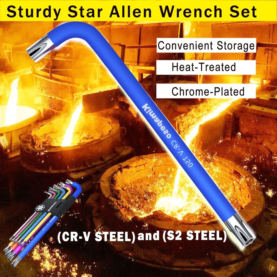 9 PCS Torx Star Allen Wrench Set Star Key Set Long Arm Star Key Set ...