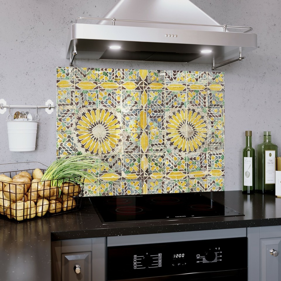 Kitchen Glass Splashback Toughened Tile Cooker ANY SIZE Rustic Tiles ...