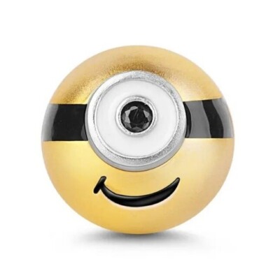 Genuine 925 Sterling Silver Fashion Charm 3D GOLDEN MINION HEAD 10mm x ...