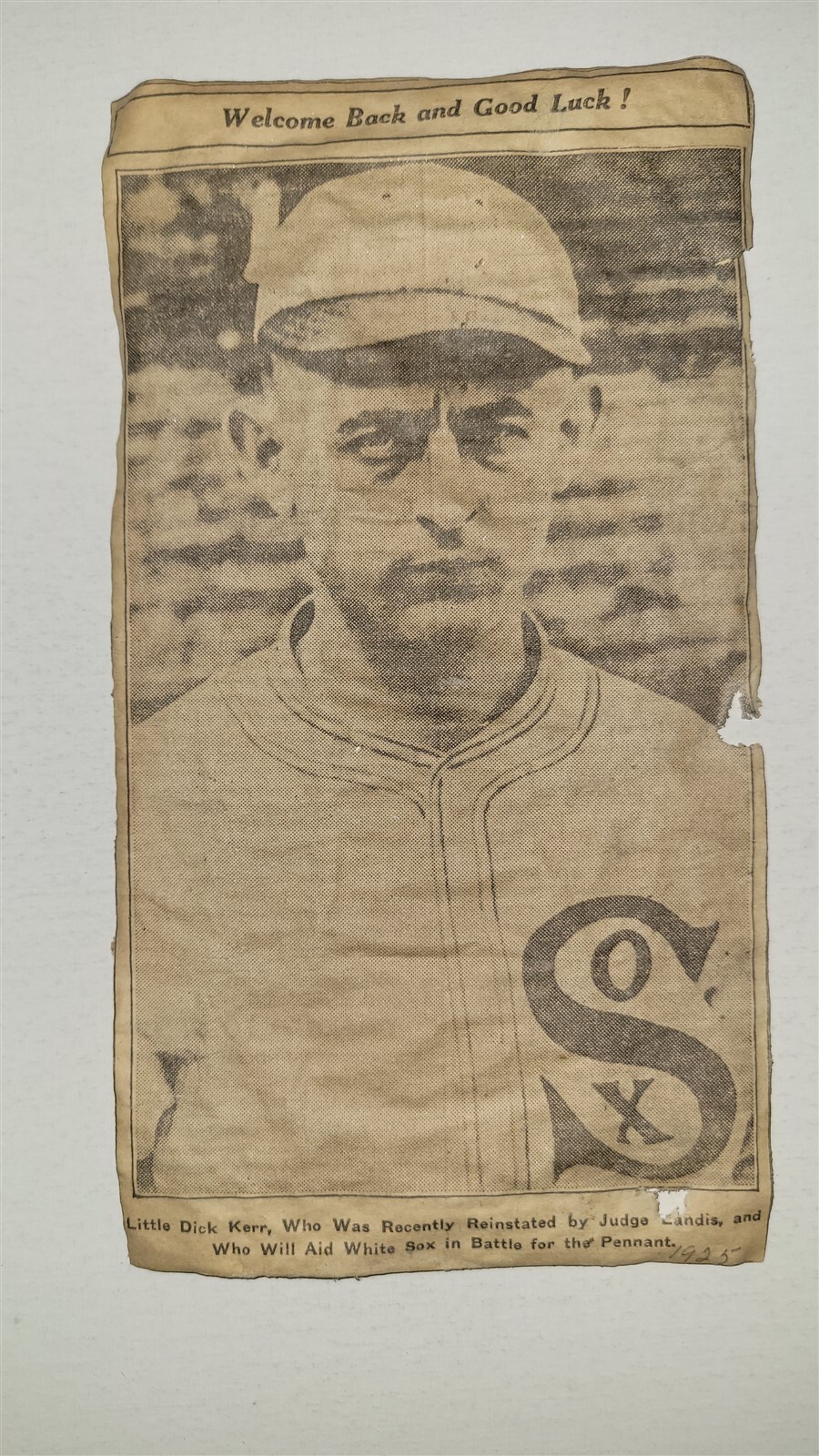 Dickey Kerr White Sox 1925 Baseball Panel | eBay