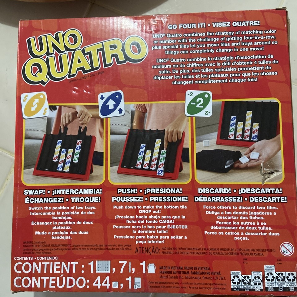 Uno Quatro Game, Adult, Family, and Game Night Mattel Board Game | eBay
