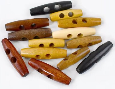 30-60mm Wooden Toggle Buttons 2 Holes Aran Knitwear Duffle Coat Baby ...