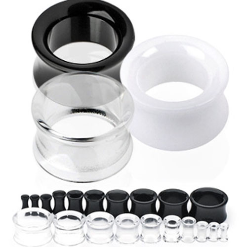 Pair of Double Flare Acrylic Hollow Ear Saddle Tunnels Plugs Earlets ...