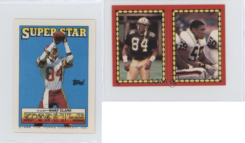 1988 Topps Super Star Sticker Back Cards Gary Clark Eric Martin Rookie ...
