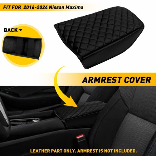 Black Fits Nissan Maxima 2016-2024 Leather Center Console Lid Armrest ...