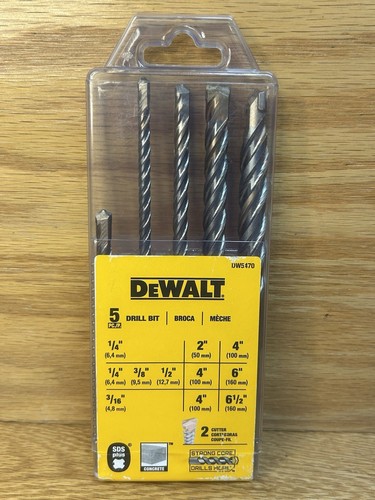 NEW Drill Bits Set - DEWALT 5-Piece Rotary Hammer DW5470 D1 28874054707 ...