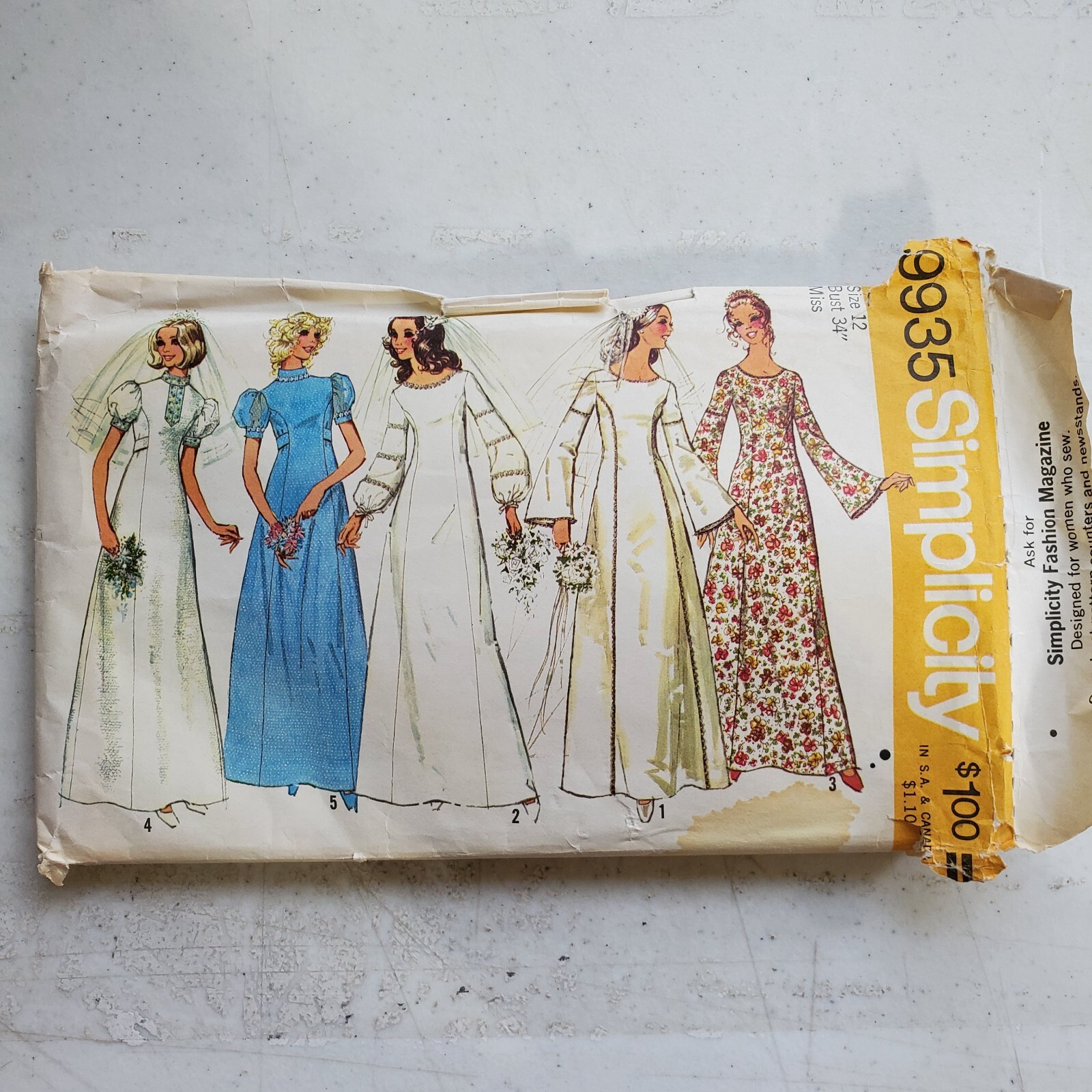 Vintage Simplicity 9935 Wedding Dress Bridesmaid Prom Maxi Misses 12 ...