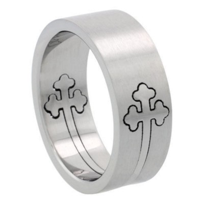 Stainless Steel Orthodox Cross Wedding Band Ring | eBay