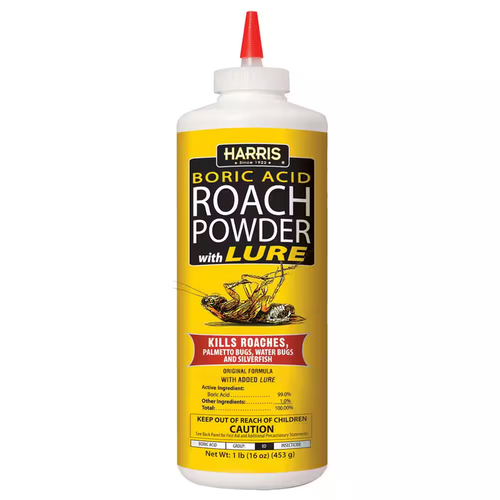 Harris 16 Oz Roach Killer Powder 99% Boric Acid with Lure Odor-Free ...