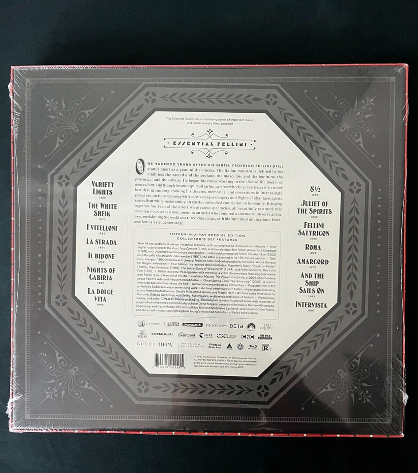 Essential Fellini Boxset (Blu-ray, 2020, 15-Disc CRITERION) Federico ...