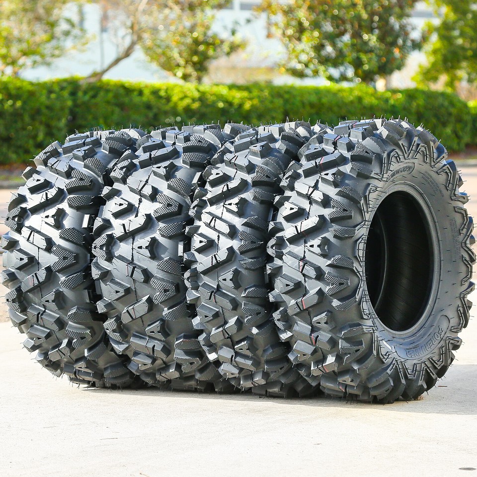 Set of 4 Forerunner Knight ATV UTV Mud Tires 2x 25x10-12 2x 25x8-12 6 ...
