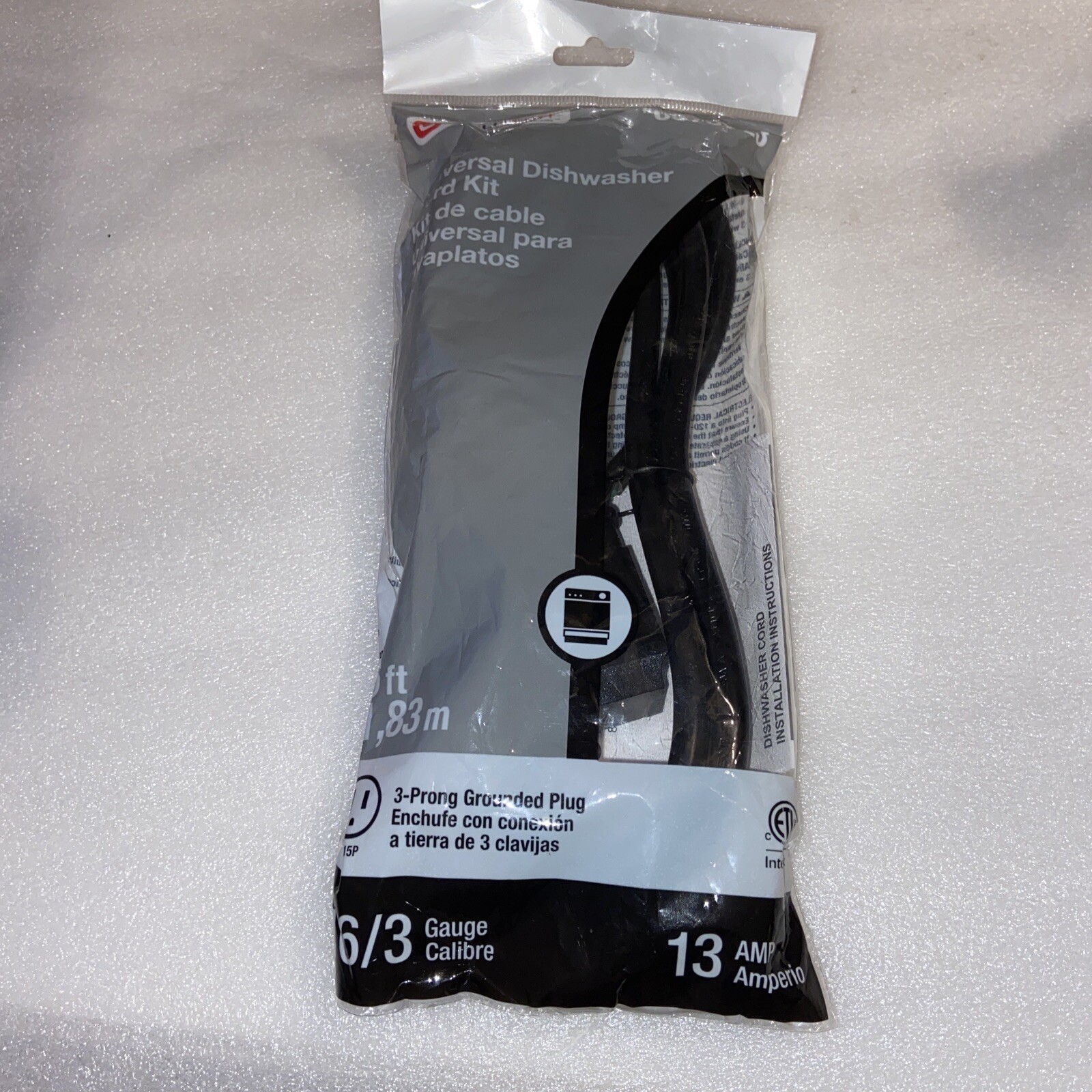 Utilitech Universal Dishwasher Cord Kit 6 ft 16/3 SJT 3-Prong Grounded ...