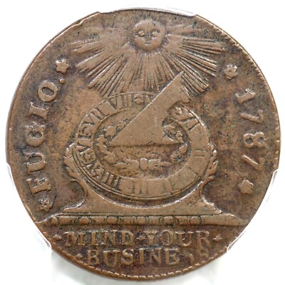 1787 N 12-Z R-5- PCGS VF 25 Raised Rims Lg Lett Fugio Cent Colonial ...