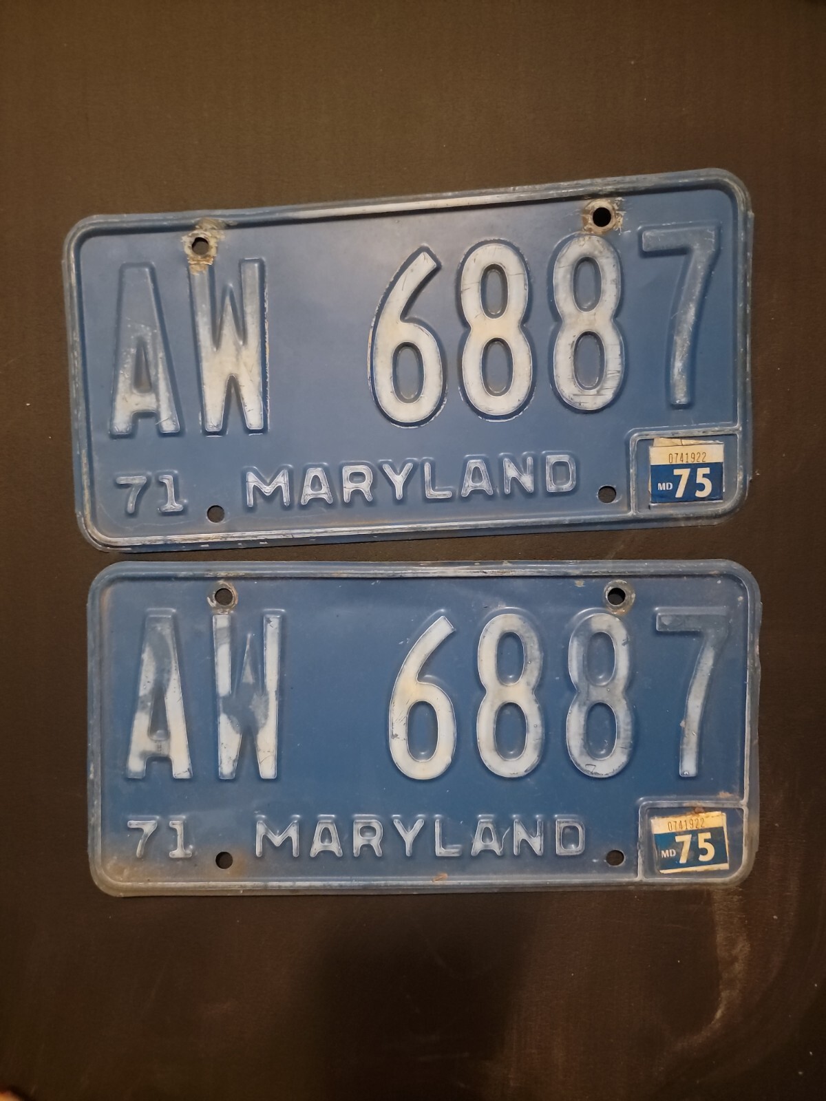 Pair of Vintage 1975 MARYLAND License Plates AW 6887 | eBay