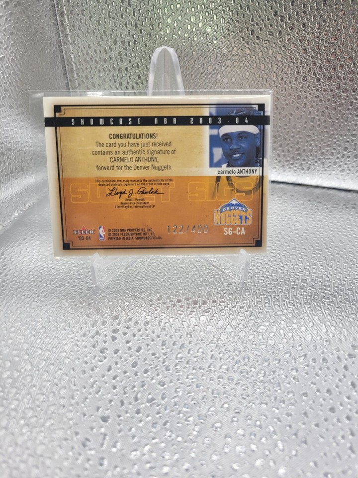 2003-04 Fleer Showcase Carmelo Anthony Sweet Sigs Rookie Auto #'d 122/ ...