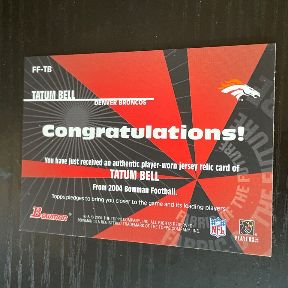 Tatum Bell 2004 Topps Bowman Fabric Of The Future Rookie Material Card ...