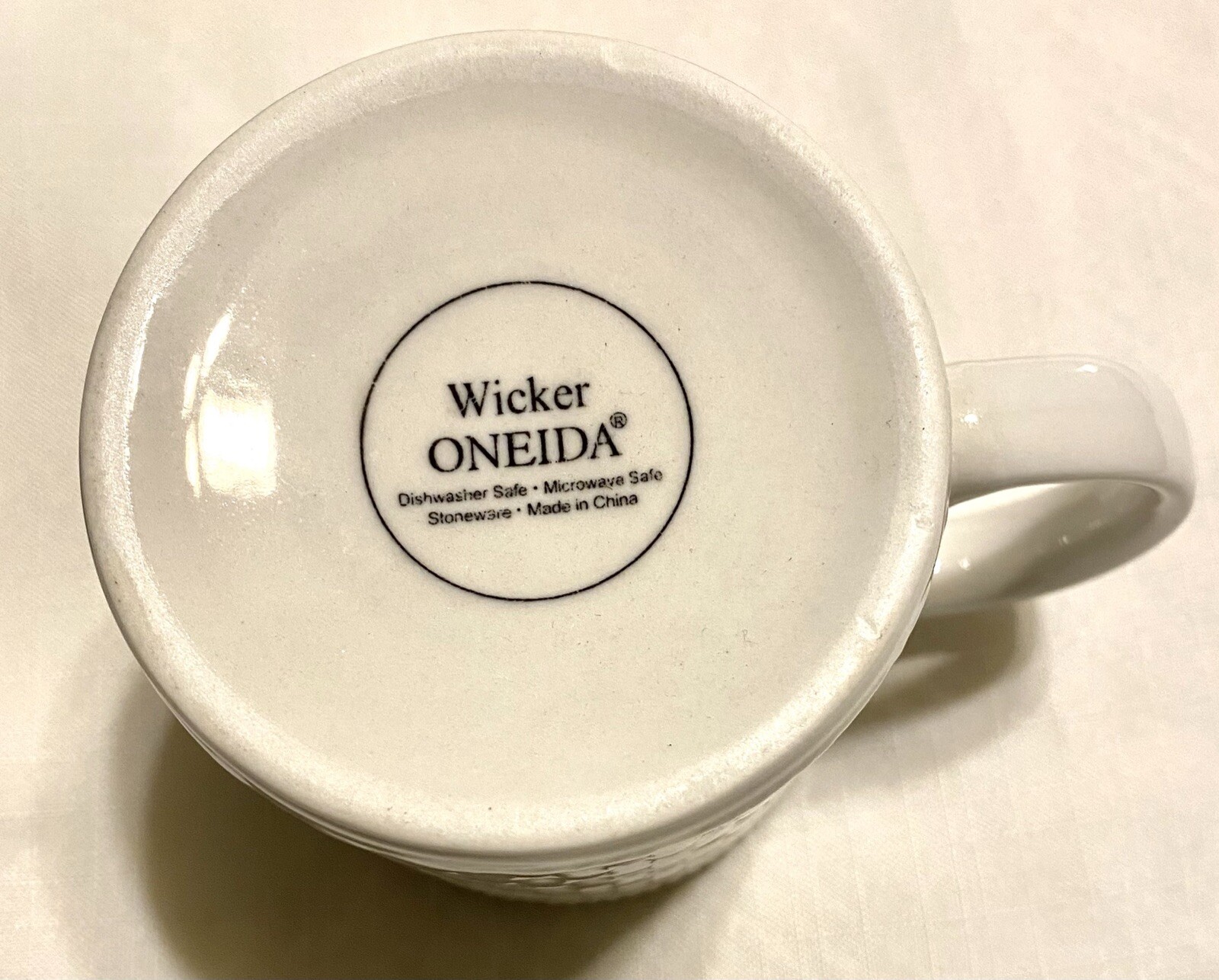 SET of 2 Oneida Wicker White Coffee Mugs Basketweave | eBay