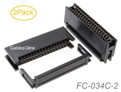 2Pack, 34-Pin Card Edge Female IDC Connector for 2.54mm Pitch Flat ...