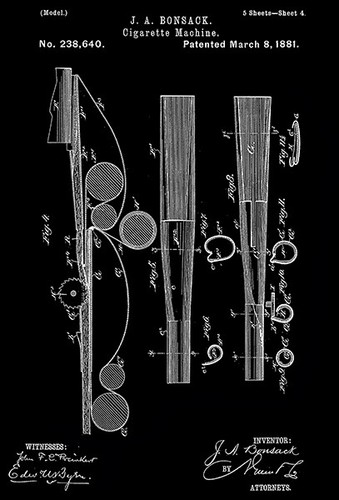 1881 - Cigarette Machine - J. A. Bonsack - Patent Art Poster | eBay