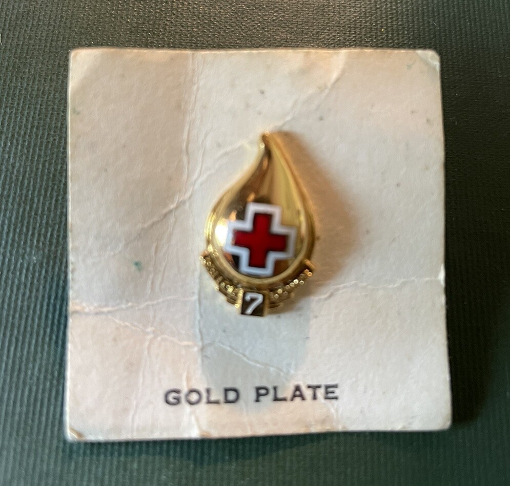 Red Cross Blood Donor- 7-Gallons- Gold-Plate Lapel Pin | eBay