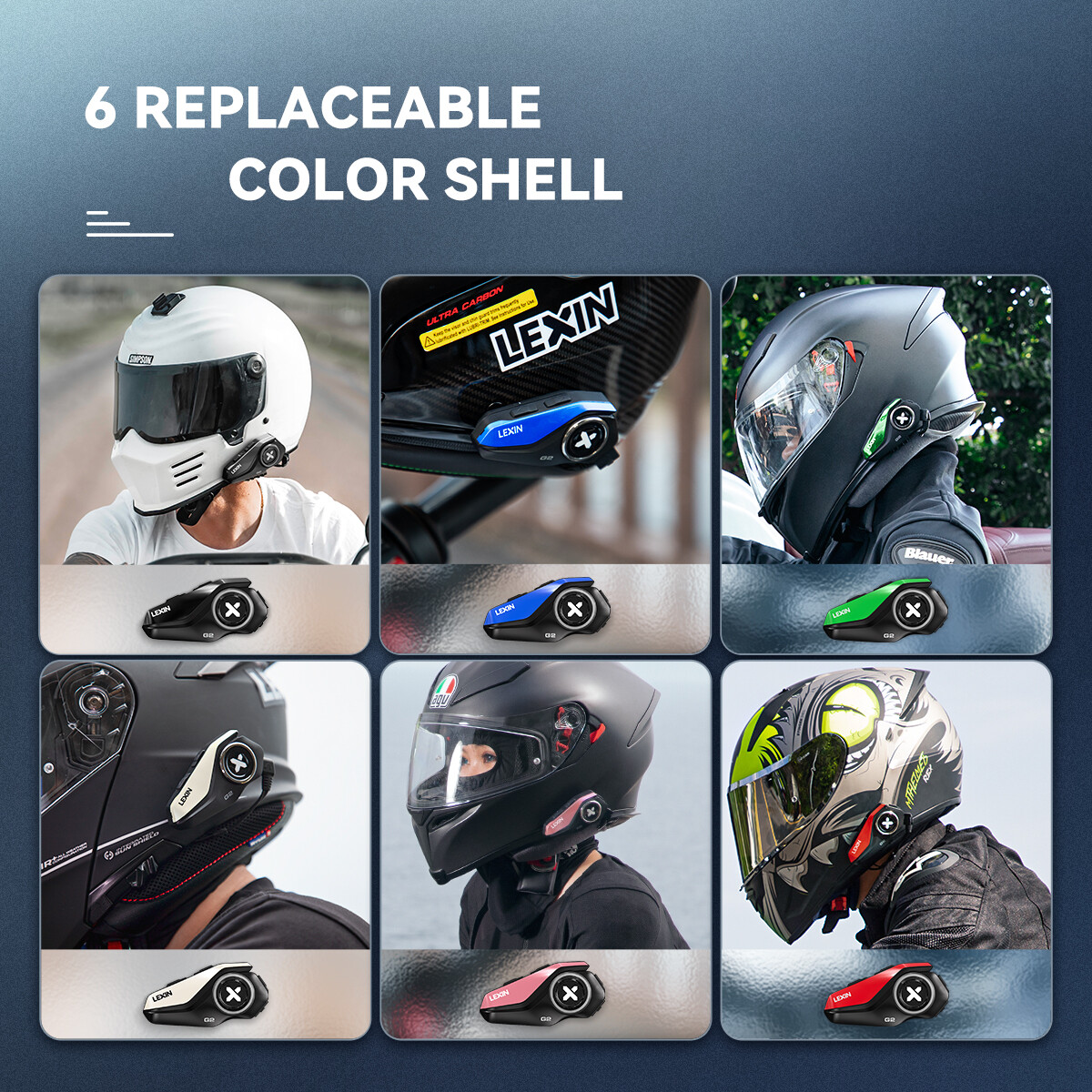LEXIN G2 Motorrad Headset Helm Bluetooth5.0 Intercom für 6 Motorräder ...
