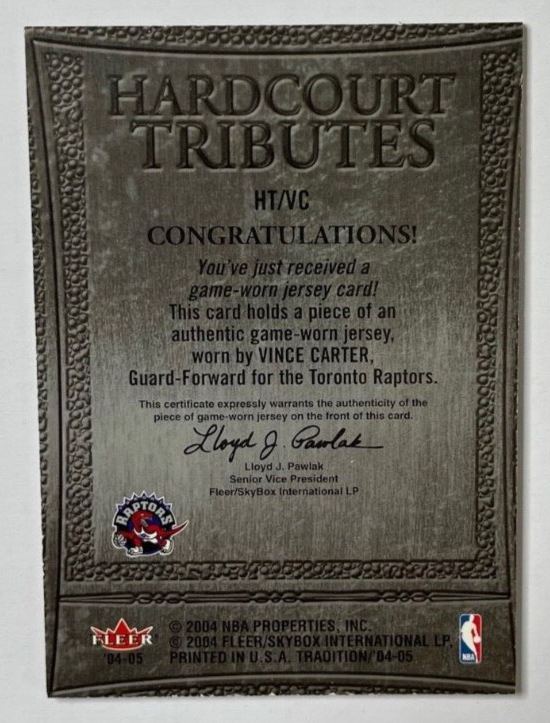 Vince Carter 2004-05 Fleer Tradition Hardcourt Tributes JERSEY #HT/VC ...