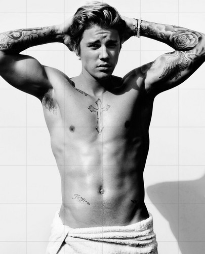 JUSTIN BIEBER - 10" x 8" b/w Bare Chested Modelling Photograph | eBay