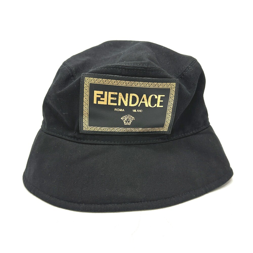 FENDI FXQ801 Versace collaboration logo FENDACE hat cotton Black | eBay