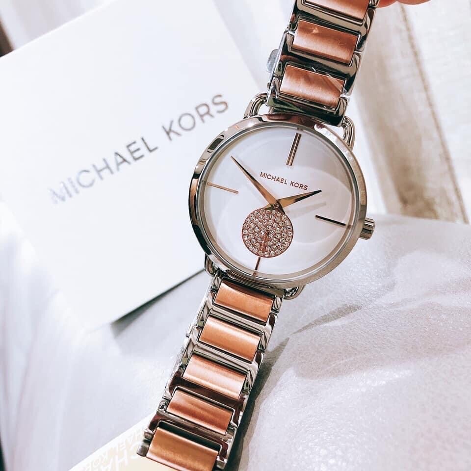 New Michael Kors Women's Portia 2-Tone Glitz Silver Gold New Michael Kors Women's Portia 2-Tone Glitz Silver Gold